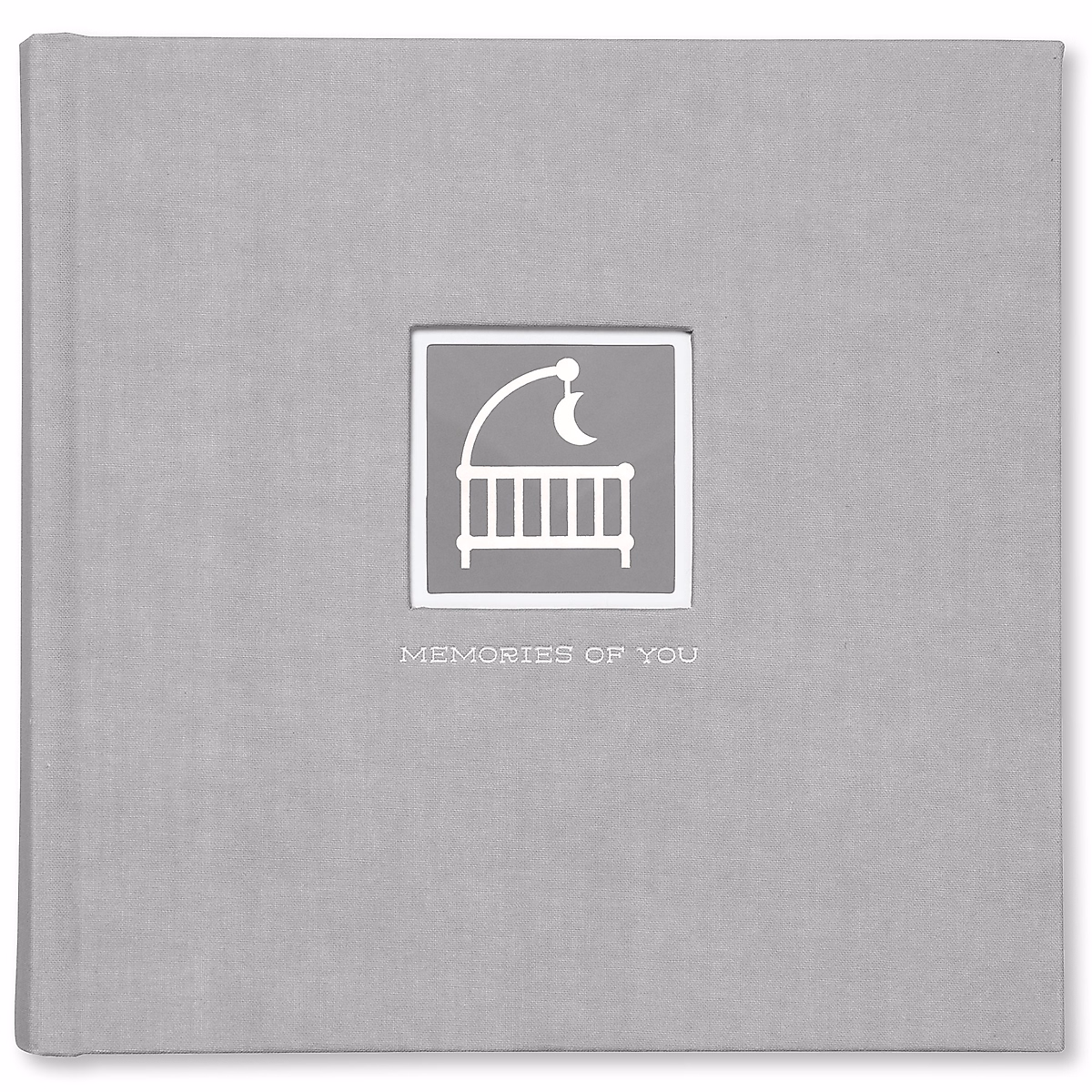 C.R. Gibson Gray Cloth Slim Bound Photo Journal Album for Babies and Newborns, 9" W x 8.875" H, 80 Pages