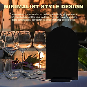 xinwant 5x7 Inch Arch Acrylic Sign with Stand,15Pack Blank Arch Acrylic Table Signs with Base for DIY Wedding Table Numbers, Arched Wedding Signage, Events& Parties (Black)