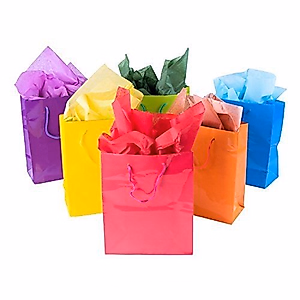 Adorox 12 Assorted (14.5" H x 11.5" L x 5.5" W) Bright Neon Colored Party Present Paper Gift Bags Birthday Wedding Christmas Holidays Thanksgiving Easter Halloween Mothers Day All Occasion