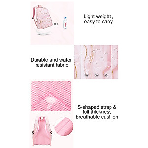 JiaYou Teens Girls Backpack Sets 3Pcs Daypack with Lunch bag Pencil case marble pattern print(Pink,20Liters)