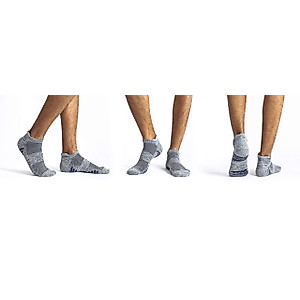 u&i Men's Performance Cushion Cotton Low Cut Ankle Athletic Socks with Tab, Grey (6-Pack)