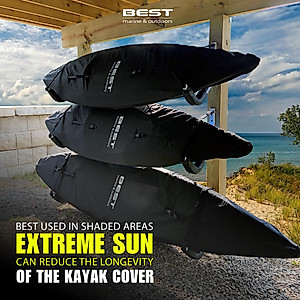 Best Marine and Outdoors Kayak Cover, Extra Thick 600D Covers for Outdoor Storage, SUP Paddle Boards & Kayak Storage Accessories, Fits Kayaks 7ft-14'6" ft