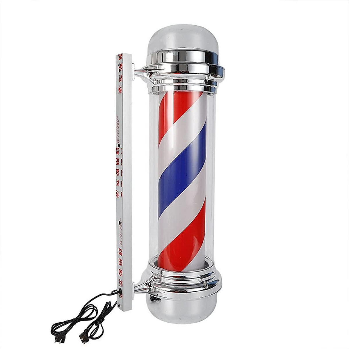HuaShuani Hair Salon Barbershop LED Neon Sign Lights Open Rotating Signs, Barber Red White and Blue Light Poles Glow LED Global Lights 28 Inches, Sign Wall Mounted Waterproof Energy Saving