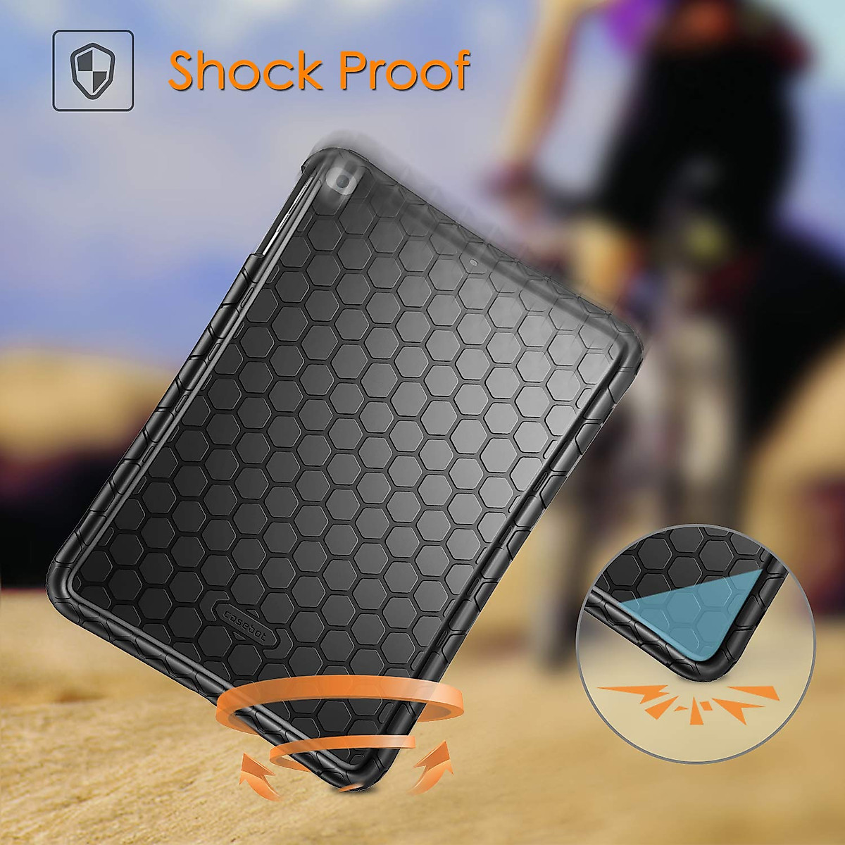 Fintie Case for iPad 6th / 5th Generation (2018/2017), iPad Air 2 / Air 1 (9.7 Inch) - [Honey Comb Series] Lightweight Anti-Slip Kids Friendly Shockproof Silicone Cover, Black