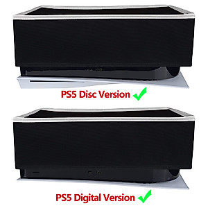 PlayVital Dust Cover Dust Plug Set for ps5 Digital Edition & Disc Edition - Light Gray Trim Horizontal