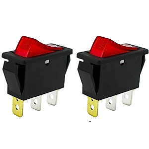 2 Pack 120927-24 On Off 120 Volt 3 Prong Plug Rocker Switch Lighted for Electric Fireplaces FMI Desa 29-159-1 Heater Switch 28785