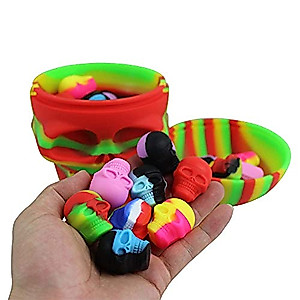 TruAres Skull Silicone Wax Container - 1pc 500ml Large Container + 30pcs 3ml Non Stick Jars