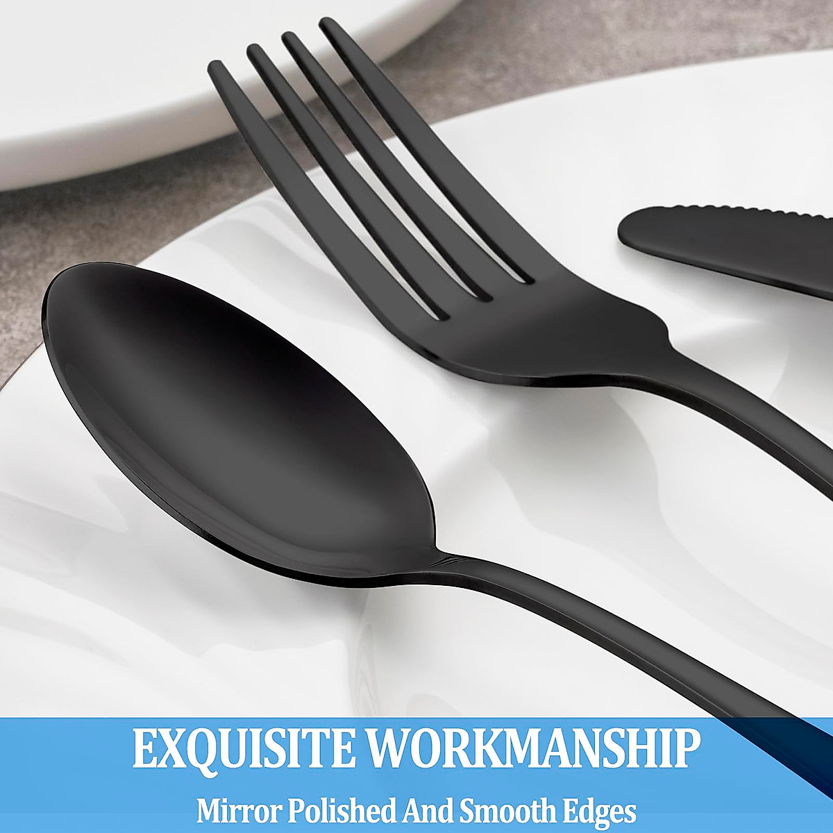 12 Piece Black Dessert Set,Food Grade Stainless Steel Tea Spoons,Durable Small Spoons,Metal Dessert Spoon,Spoons Silverware for Home,Kitchen or Restaurant,Mirror Polished & Dishwasher Safe,6.7-Inch