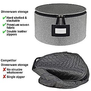 homyfort China Storage Containers Chest for Cups and plates Hard Shell and Stackable Tea Mugs Sets Storage Box with Lid and Handles