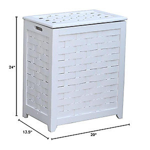 Oceanstar RHV0103W Rectangular Veneer Laundry Wood Hamper, White Finished