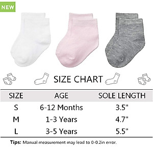 WAFUNNE Baby Socks for Toddler Boys Girls Cotton Crew 3-5T 12 Pairs Gray G0L