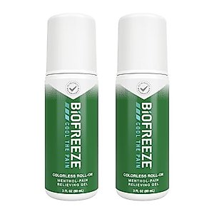 Biofreeze Pain Relief Roll-On, Arthritis Pain Reliver, Knee & Lower Back Pain Relief, Sore Muscle Relief, Neck Pain Relief, FSA Eligible, 2 Pack (3 FL OZ Biofreeze Menthol Roll-On)