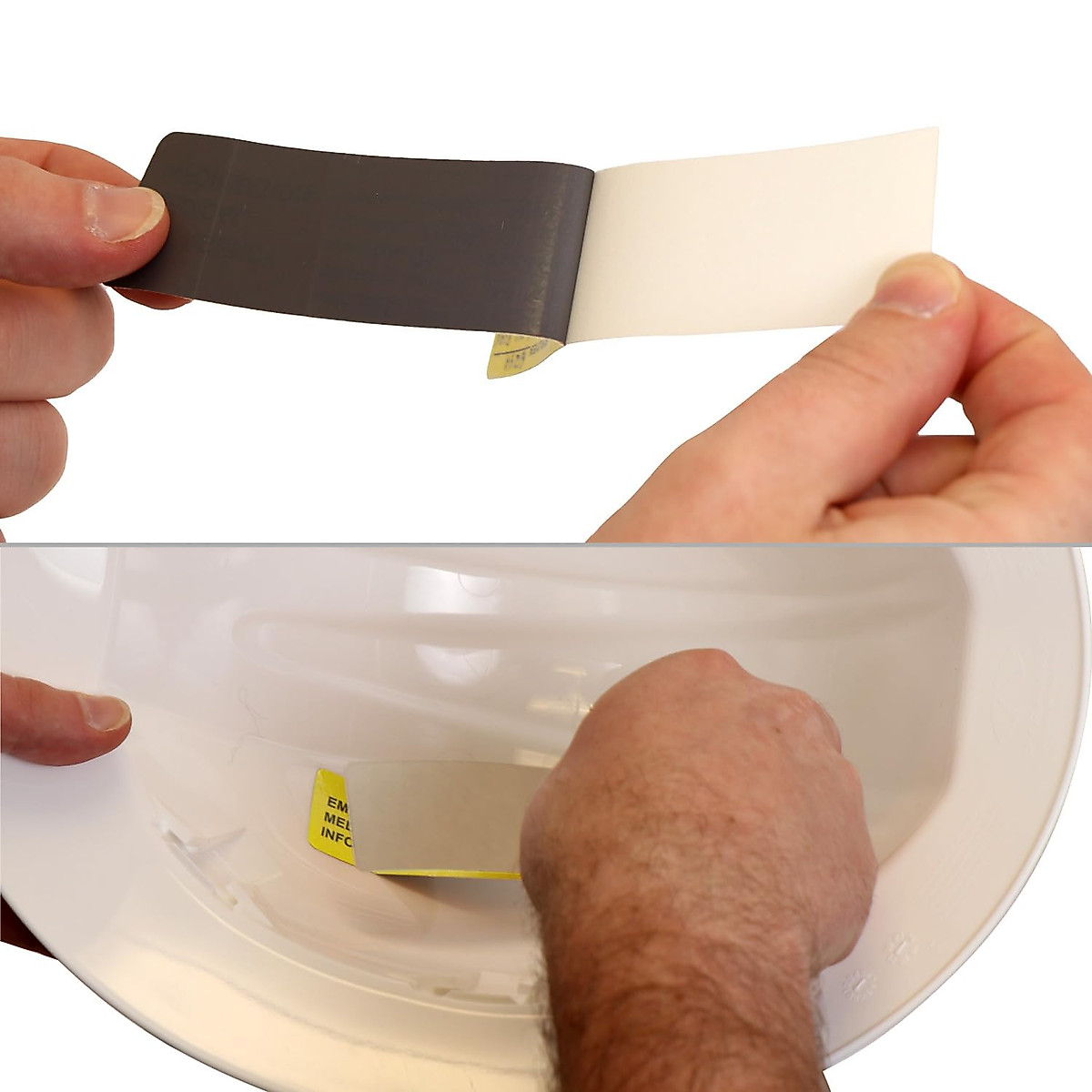 SmartSign Emergency Medical Information Hard Hat Label | 1.25" x 6" Self-Laminating, Pack of 5