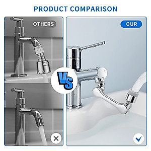 BaoTom Faucet Extender for Bathroom Sink, Universal 1080° Robotic Arm Swivel Faucet Aerator, Brass Sink Faucet Attachment with 2 Water Outlet Modes, for Kitchen & Bath Faucet Parts Replacement