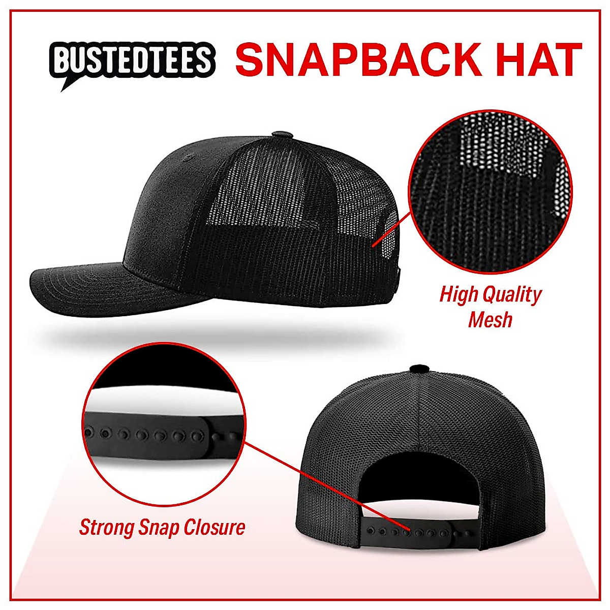 Bitcoin Outline - Cotton Snapback Hat - Breathable Mesh Side for Casual Wear & Outdoor Activities All Seasons - Baseball Cap Women and Men (Black Front/Black Mesh)