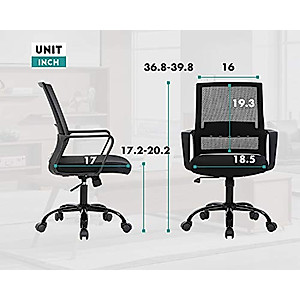 Office Chair Ergonomic Desk Chair Mid Back Computer Chair with Lumbar Support Armrests Breathable Mesh Height Adjustable Chair Rolling Swivel Chairs for Home Office,Black