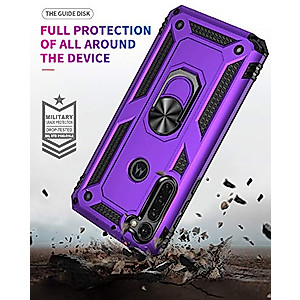 Moto G Stylus (2020) Case, Moto G Pro (2020) Case, with Tempered Glass Screen Protectors, Androgate Ring Kickstand Car Mount Shockproof Cover Case for Motorola Moto G Stylus/Pro, Purple