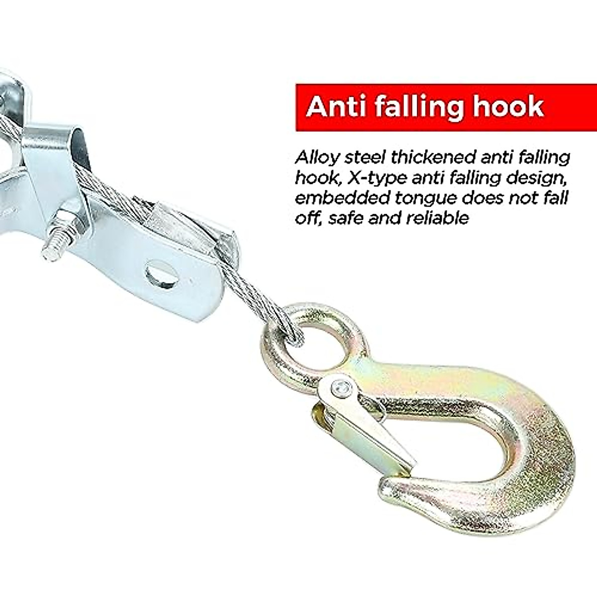 1 Ton Heavy Duty 2 Hook Steel Cable Dual Gear Power Ratchet Come Along Puller Tool,Automotive Hoist Cable Puller,Hoist Winch Cable Stretcher Lift