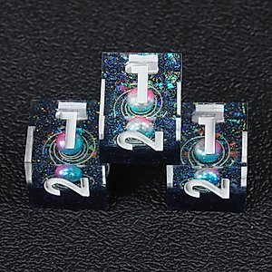 AUSPDICE DND Dice Set Handcrafted Designer 7-Die Polyhedral RPG Dice with Sharp Edges and Beautiful Inclusions for Aesthetic Conscious Tabletop RPG Player Galaxy Series (Dark Color)