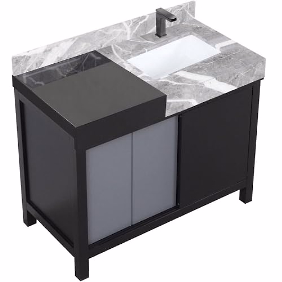 Lexora Home Zilara 42" Single Marble Top Bathroom Vanity with Gun Metal Faucet