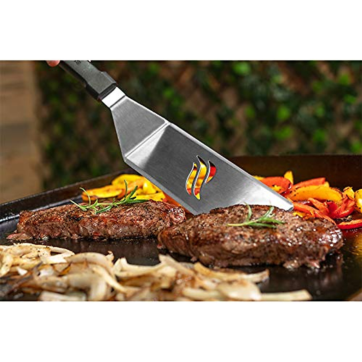 Blackstone 5051 Griddle Accessories Set Heat Resistant 6 Piece Stainless Steel Outdoor Indoor Grilling Utensils Hibachi Tools Kit-16, 16 Inch Tongs, Fork, 16” Ladle, 2 Extra-Long Spatula