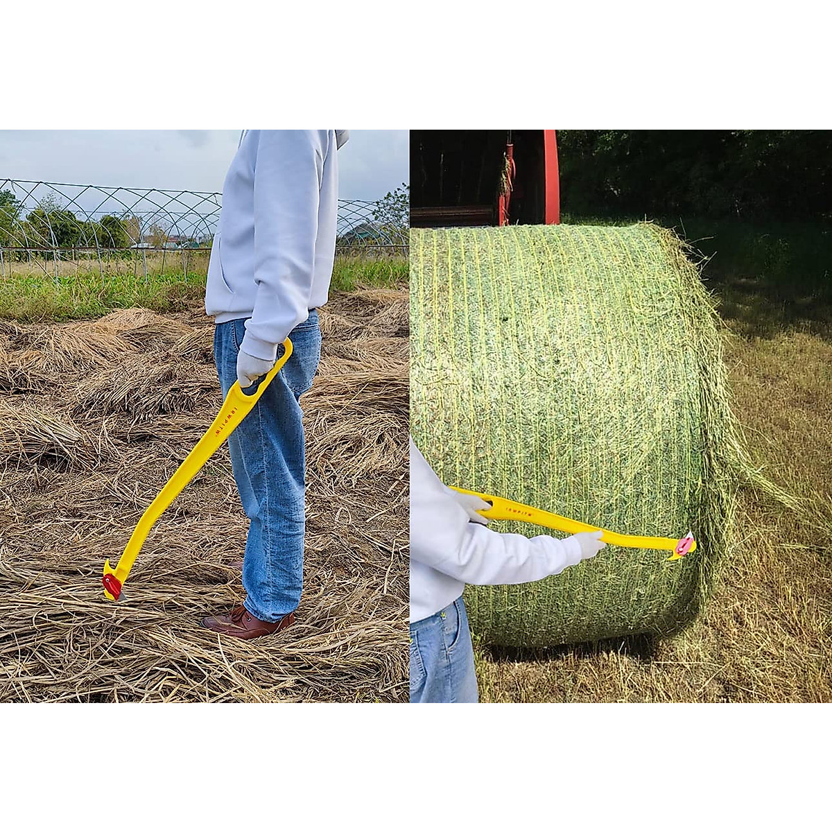 IRWPITW Hayknife, 29" Hay Knife Tool, Net Wrap Cutter, Open the Round Hay Bale, Big Straw Bail, Cutting Twine String, Cut Feed Bag Mesh, Livestock Farmer Knife for Horse Cow Goat Sheep Cattle Farm