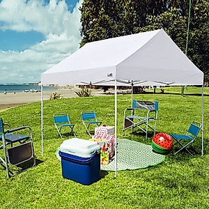 Eurmax USA Patented 10x10 Pop Up Canopy Tent Party Tent Commercial Instant Canopies Shelter with Heavy Duty Roller Bag,Bonus 4 Sand Bags (White)