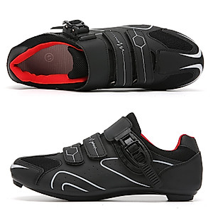 Vicogn Mens Womens Cycling Shoes Compatible with Peloton Indoor Bicycle Pedals Clip in Road Bike Shoes Pre-Installed with Look Delta Cleats (Whiter,US 6.5) 40