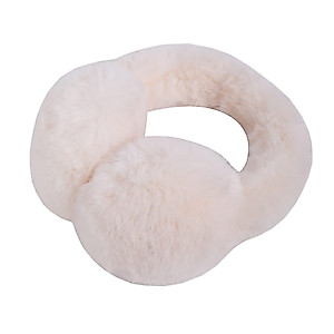 ZOSCGJMY Faux Fur Ear Muffs for Women Girls Winter Cute Warm Furry Fluffy Earmuffs Ear Covers Outdoor (Beige)