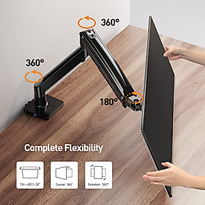 ErGear Single Monitor Mount for 13 to 40 inches Ultrawide Screens, Holds 26.5lbs, Gas Springs Single Monitor Arm, Single Monitor Stand with Swivel, Tilt, Rotation for Home and Office, VESA 75/100mm