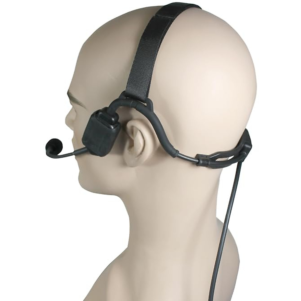 PRYME® NBP Series Tactical Bone Conduction Headset w/Conduction Speakers, Boom Microphone and Round (Hockey Puck) PTT Switch. Radio Cable fits Kenwood, Baofeng, Wouxon, and TYT 2-Pin Radios.