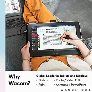 Wacom One HD Creative Pen Display, Drawing Tablet With Screen, 13.3" Graphics Monitor; includes Training & Software, works with Mac, PC & Chromebook, photo/video editing, drawing, design, & education