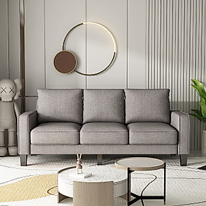 LCH Large, Three-seat Classic Chesterfield Settee Sofa Modern 3 Seater Couch Furniture Tufted Back for Living Room (Light Grey)