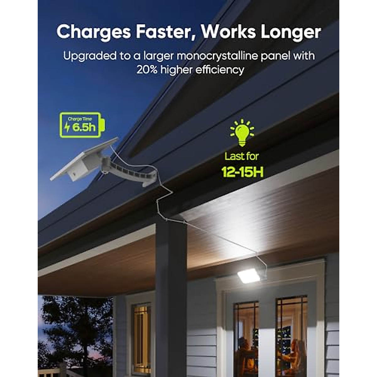 JACKYLED Solar Dusk to Dawn Light Outdoor 1000 Lumens 299 LED Solar Security Lights with Extension Cord, IP65 Waterproof Solar Powered Wall Spotlight Bright for Garden Patio Shed Carport Flag, White