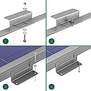 Houseables Solar Panel Mounting Brackets, Roof Panels Z Bracket, 2.5” x 1.5” x 3.9”, 4 Sets (16 Pc), Aluminum, Off Grid, Adjustable Mount Nuts & Bolts, Boat Accessories, Wind Generators, RVs, Trailers
