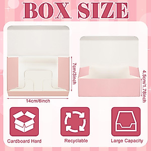 FillTouch 36 Pcs Pink Boxes Small Pink Biscuit Boxes Bakery Boxes Cookie Boxes Candy Boxes Treats Boxes Cardboard Recyclable Pink and Black for Party Favor Wedding Packaging(Pink,6 x 3 x 1.8 Inch)