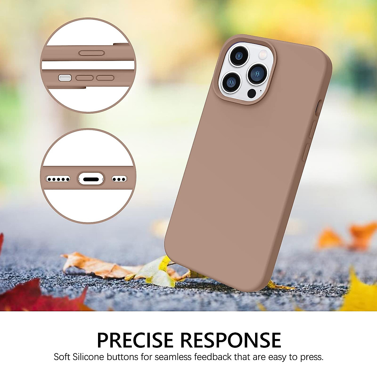 GUAGUA Compatible with iPhone 14 Pro Max Case 6.7 Inch Liquid Silicone Soft Gel Rubber Slim Microfiber Lining Cushion Texture Cover Shockproof Protective Case for iPhone 14 Pro Max, Brown