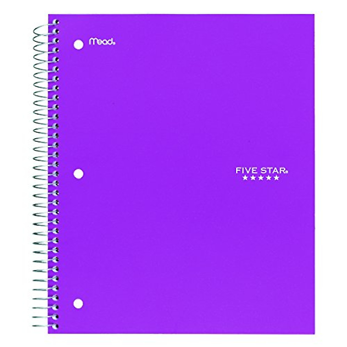 Five Star 06210 Wirebound 3-Subject Notebook, College Rule, 11 x 8 1/2, 150 Sheets, Assorted
