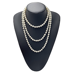 Gionforsy Flapper Pearl Necklace 1920s Long Faux Pearl Necklace Imitation Pearl Necklace for Gatsby Costume Wedding Party