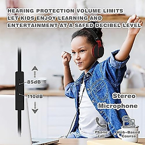 MIDOLA Kids Headphones Wired Volume Limited 85/110dB Over Ear Foldable with Shareport Headset Inline Cable AUX 3.5mm Mic for iPad Notebook Boy Girl Travel School Tablet Black