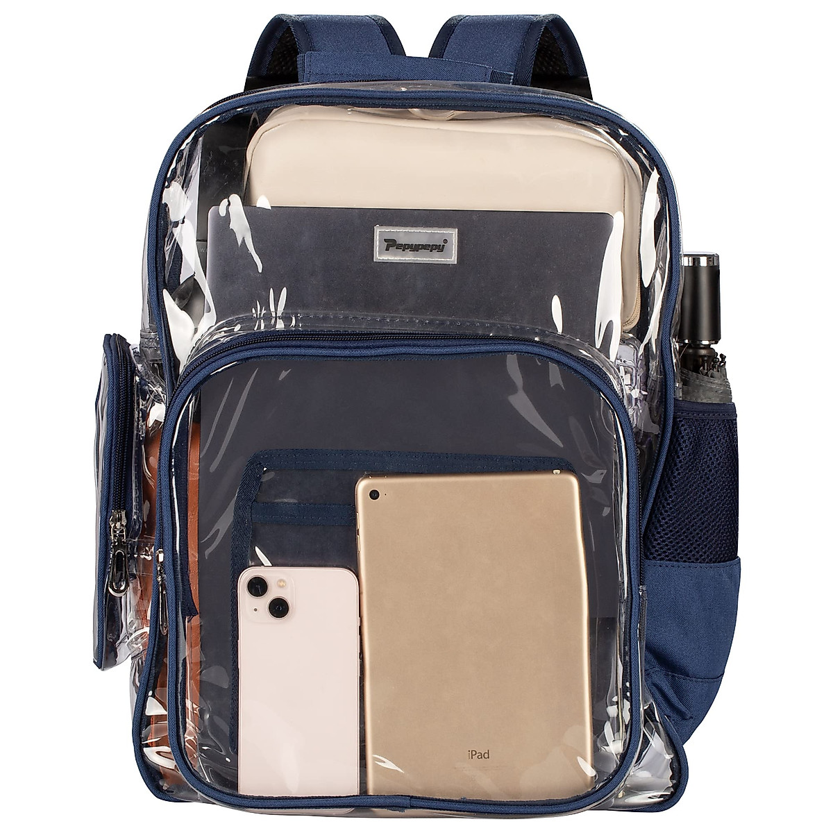 Pepypepy Clear Backpack,Waterproof Transparent Backpack,Heavy Duty PVC Clear Bag Perfect for Women Men(Blue)