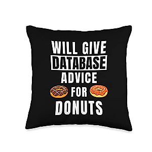 Database Administrator Gift SQL Programmer Admin Database Advice for Donuts Coding Funny SQL Administrator Throw Pillow, 16x16, Multicolor