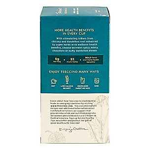 Teeccino Dandelion Mocha Mint Tea - Caffeine Free, Roasted Herbal Tea with Prebiotics, 3x More Herbs than Regular Tea Bags, Gluten Free - 25 Tea Bags