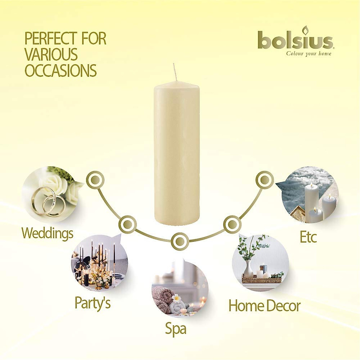 BOLSIUS Ivory Pillar Candle Large - 3 x 10 Inches - 115 Hours Burn Time - Premium European Quality - Smooth And Smokeless Flame - Relight Unscented Wedding, Dinner, Party, And Special Occasion Candle