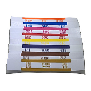 L LIKED Pack of 400 Money Band Bundles Self Sealing Currency Straps for Bill Wrappers (50 of Each - 400 Assorted)