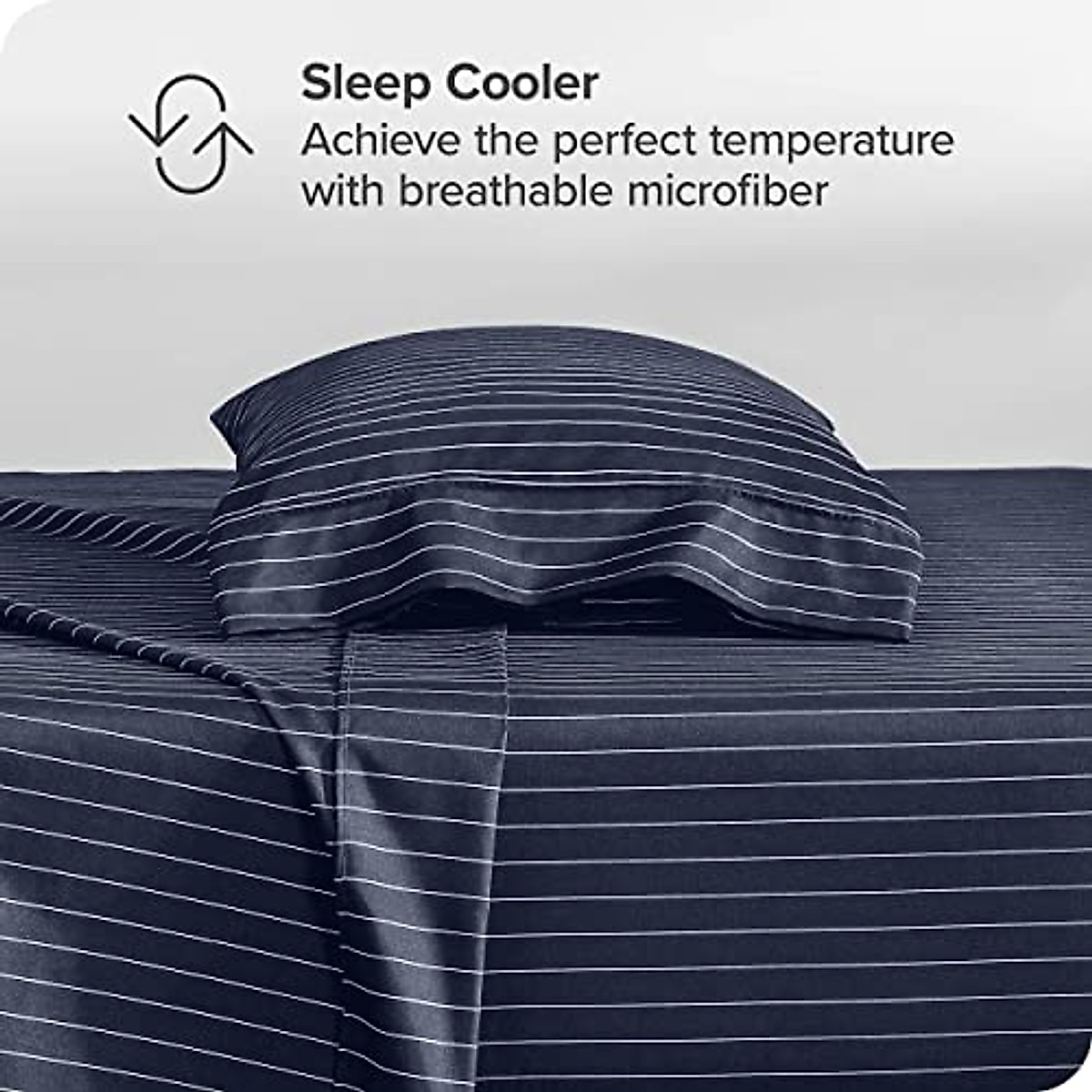 Bare Home Twin XL Sheet Set - College Dorm Size - 1800 Ultra-Soft Microfiber Twin Extra Long Bed Sheets - Deep Pockets - Easy Fit - 3 Piece Set - Bed Sheets (Twin XL, Pinstripe - Midnight/White)