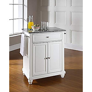 Crosley Furniture Cambridge Cuisine Kitchen Island with Solid Grey Granite Top - White
