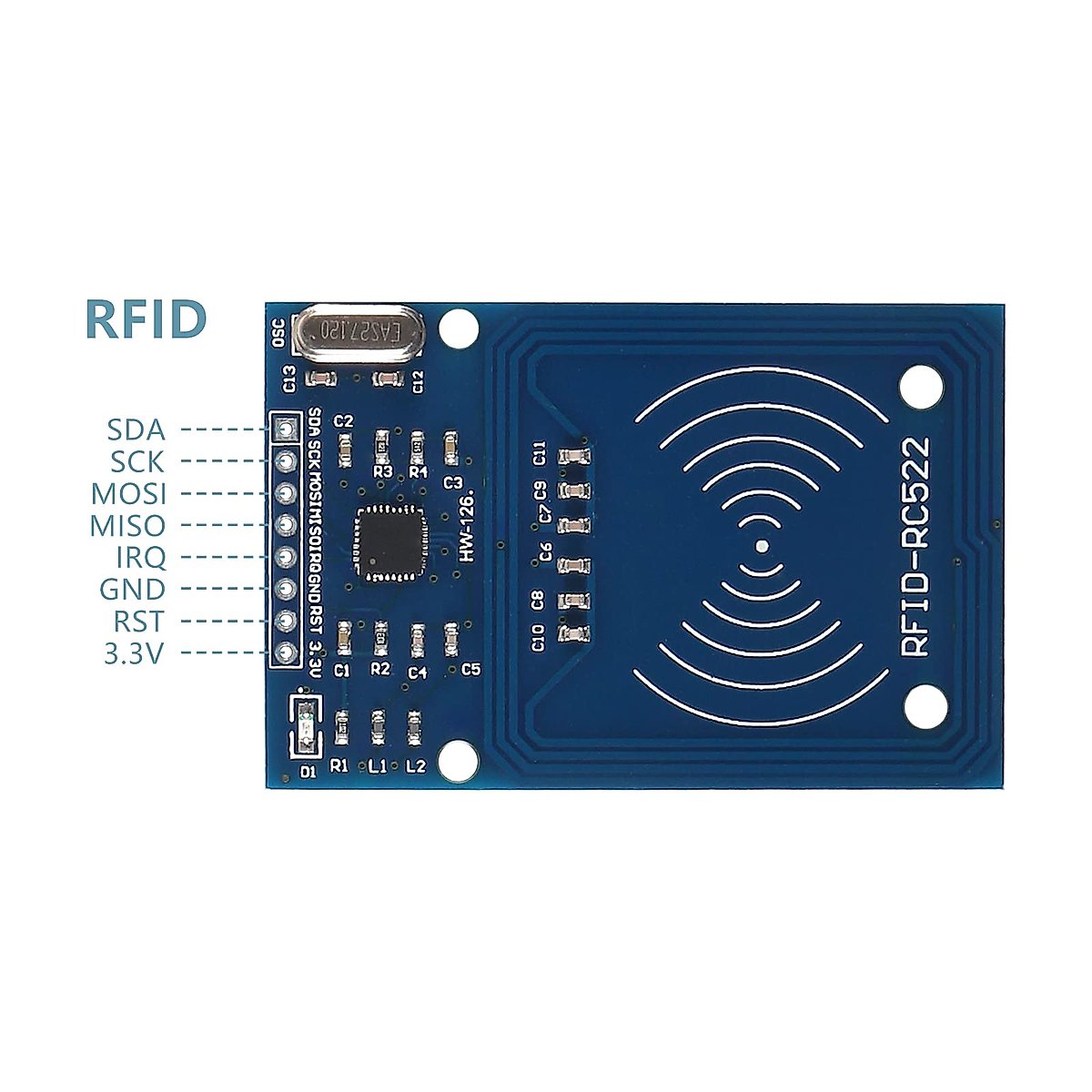 AITIAO 4Pcs RFID Kit Mifare RC522 RF IC Card Sensor Module MFRC-522 RFID Reader Module + S50 White Card + Key Ring for Raspberry Pi