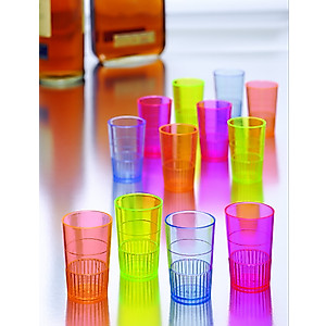 zappy 48 1.5 oz Straight Wall Shooter Hard Disposable Plastic Shot Glasses Party Bar Glasses Wedding Cups Wine Glass Cocktail Champagne Martini Neon Party Cups Colored Drinking Glasses Shooter Glass