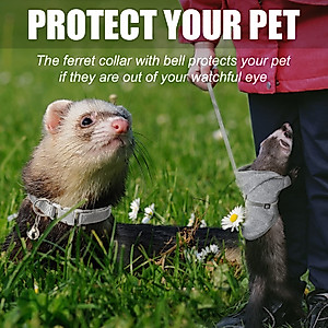 Foaincore 6 Pcs Ferret Clothes Accessories, Include Ferret Harness and Leash Set Safe Ferret Collar Bell Small Soft Ferret Sweatshirt for Guinea Pig Hamster Chinchilla Teacup Chihuahua, Grey and Red